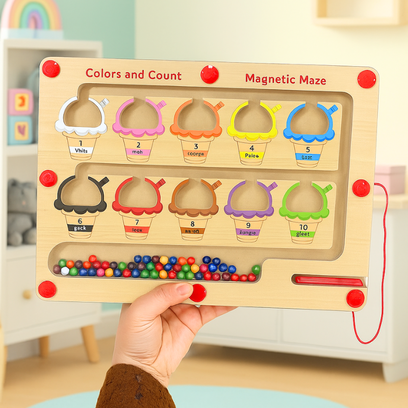 LetsAdore- Magnetic Color & Number Maze | Wooden Montessori Counting T ...